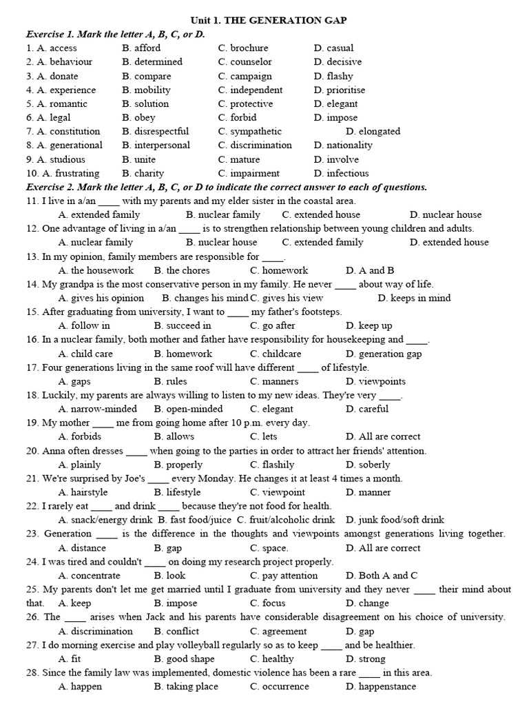 Unit 1.SB 1 | PDF | Adolescence | Family