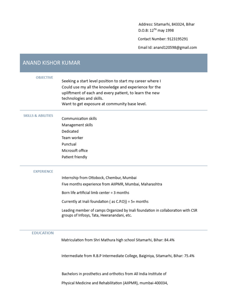 Anand KUMAR Resume-1-3 | PDF