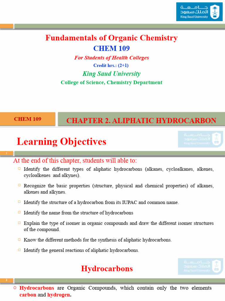 Aliphatic Hydrocarbons Overview | PDF | Alkene | Alkane