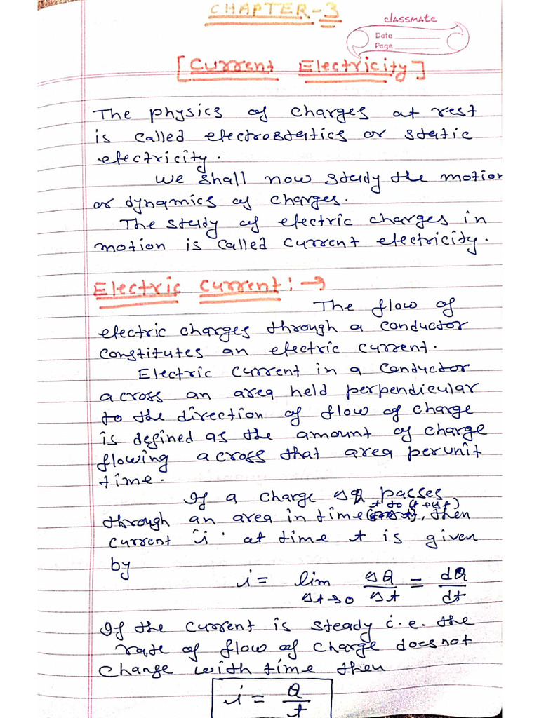 Current Electricity Notes | PDF