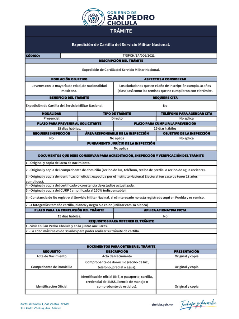 Cartilla Militar: Requisitos y Trámite | PDF | Certificado de nacimiento | Gobierno