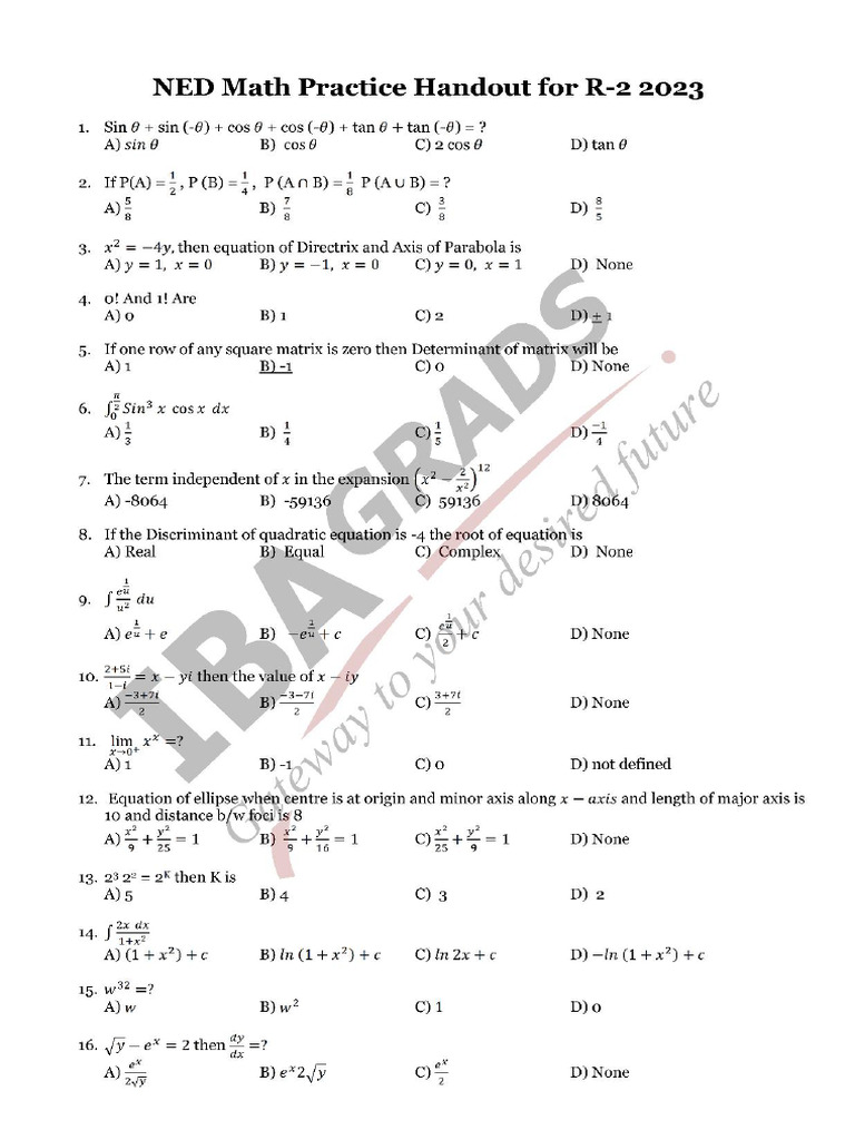 JPG NED Math Practice Handout For Round-2 2023 | PDF