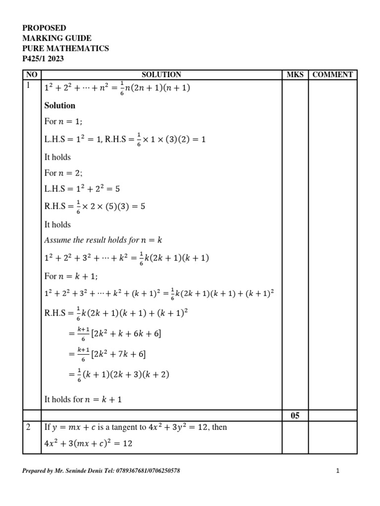Marking Guide Pure Mathematics | PDF | Mathematical Objects | Euclidean ...