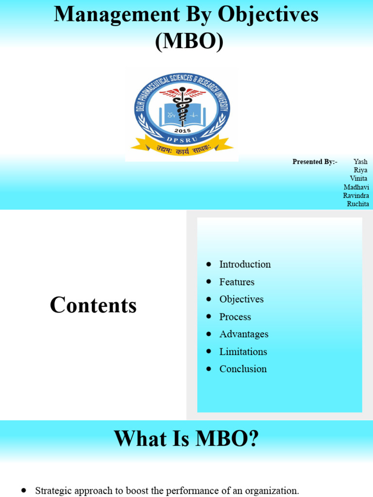 Management by Objective (MBO) | PDF