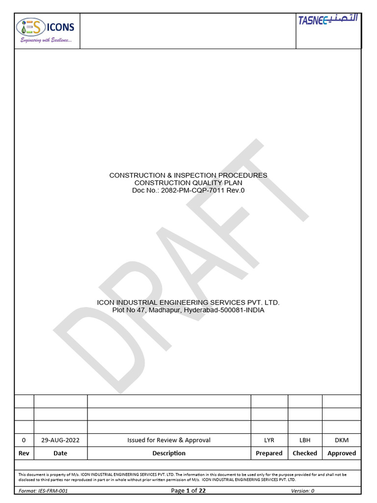 2082-PM-CQP-7011 Rev.0 - Constructin Quality Plan | Download Free PDF ...