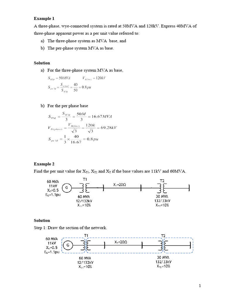 Per Unit Examples | PDF | Electrical Impedance | Materials Science