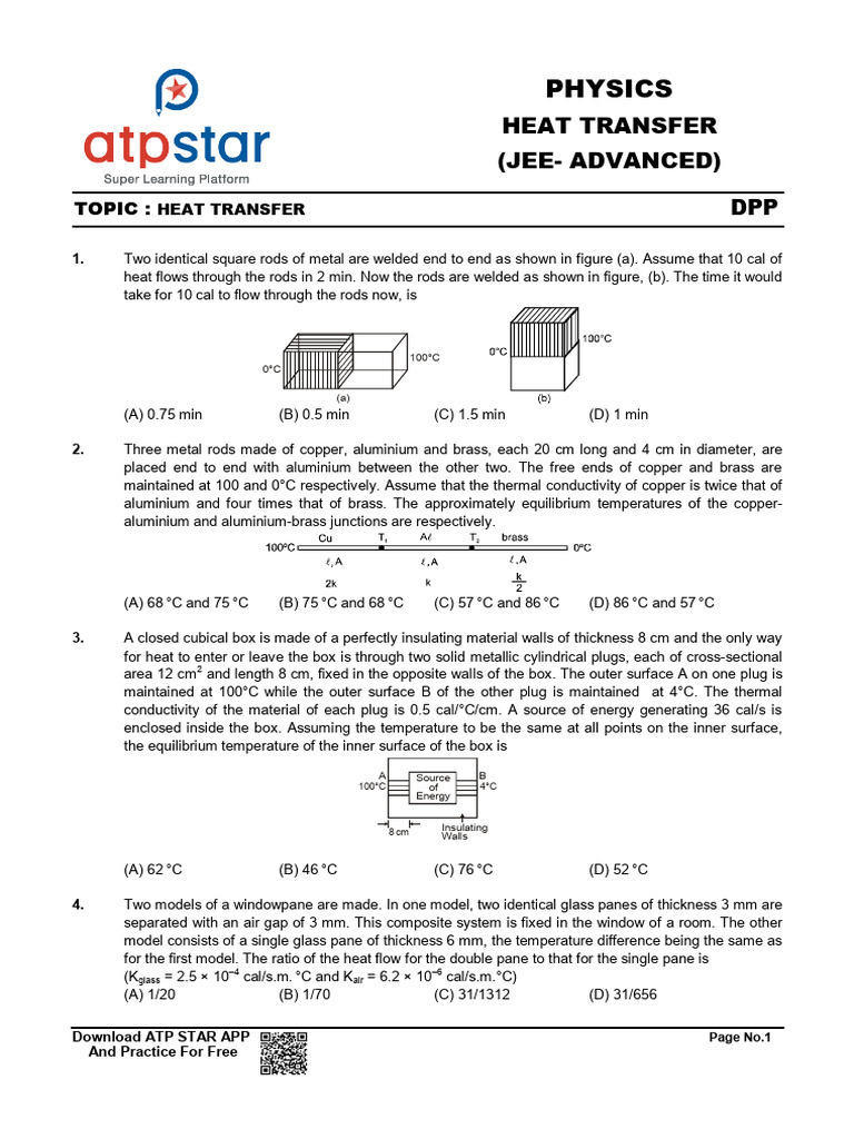 Physics: Heat Transfer (Jee-Advanced) | PDF | Scientific Phenomena ...
