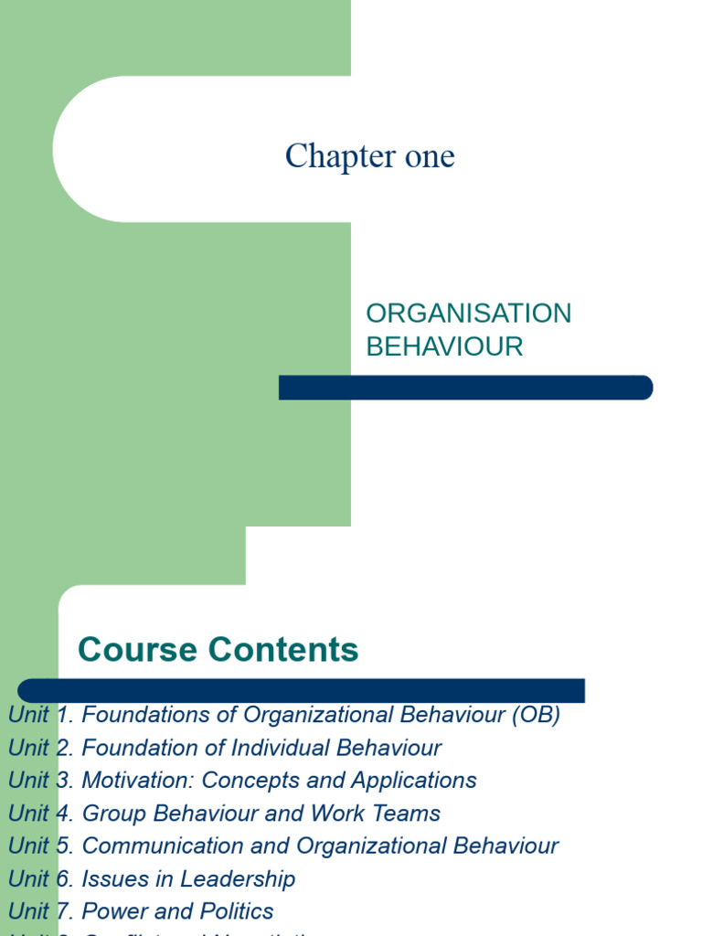 OB Chapter 1 Over View | PDF | Organizational Behavior | Behavior
