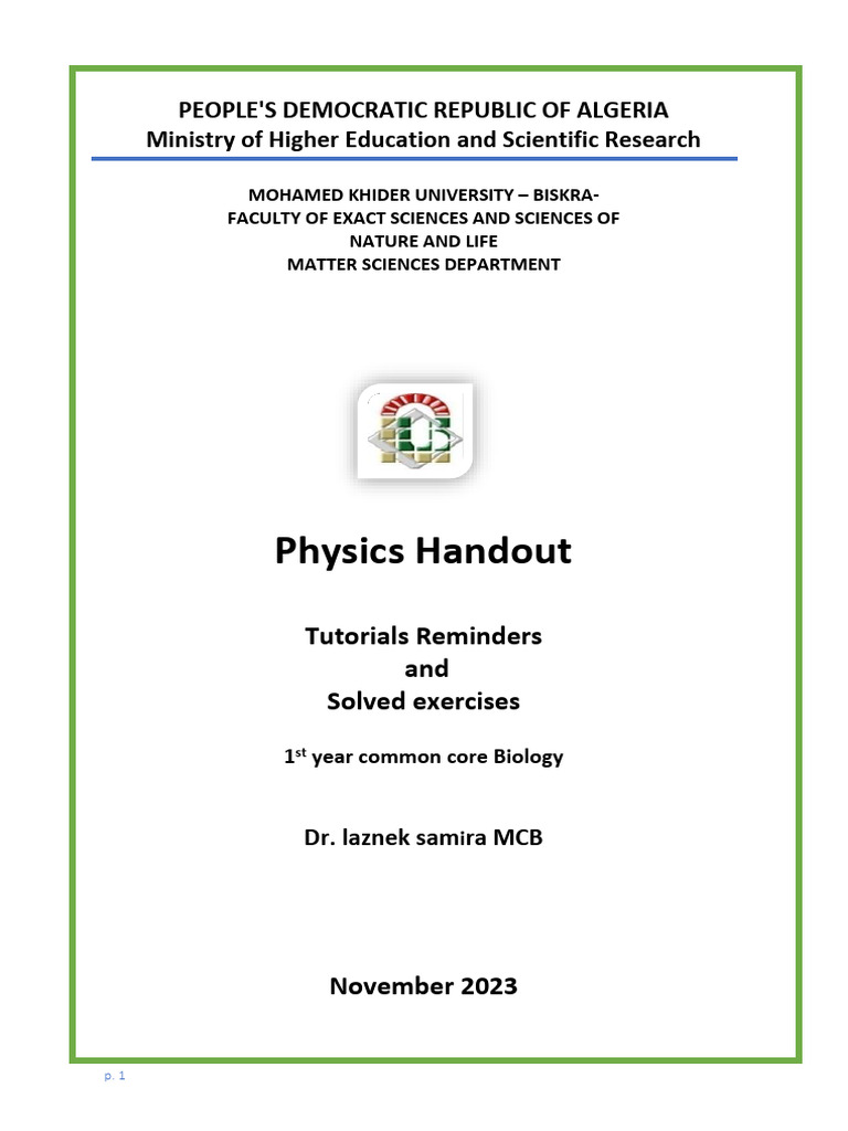 Physics Handout Dr. Laznek Samira | PDF | Refraction | International ...