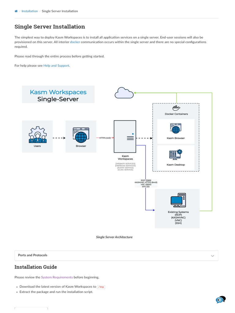 Single Server Installation - Kasm 1.14.0 Documentation | PDF | Sudo | Server (Computing)