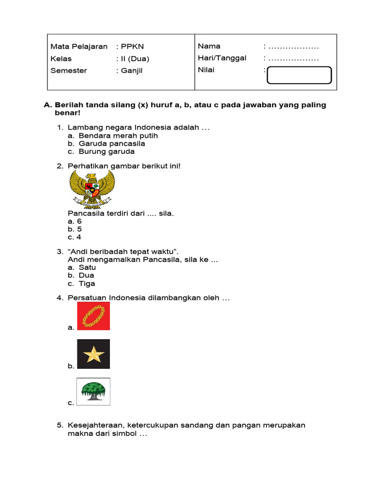 Soal SAS Pend. Pancasila Kelas 2 | PDF | Seni & Disiplin Bahasa