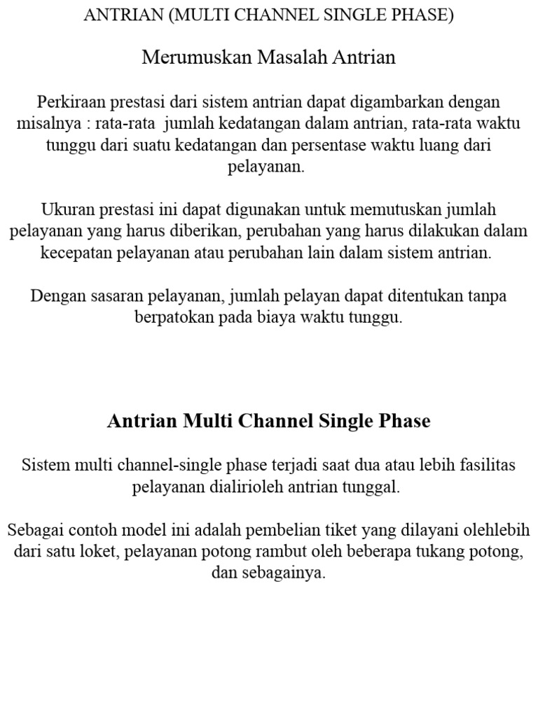 Analisis Antrian Multi Channel Single Phase | PDF