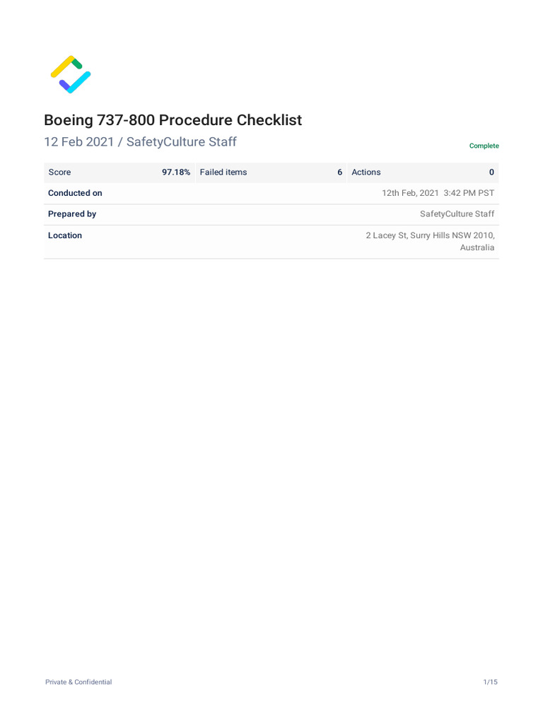 Boeing-737-800-Procedure-Checklist | PDF | Landing Gear | Vehicles