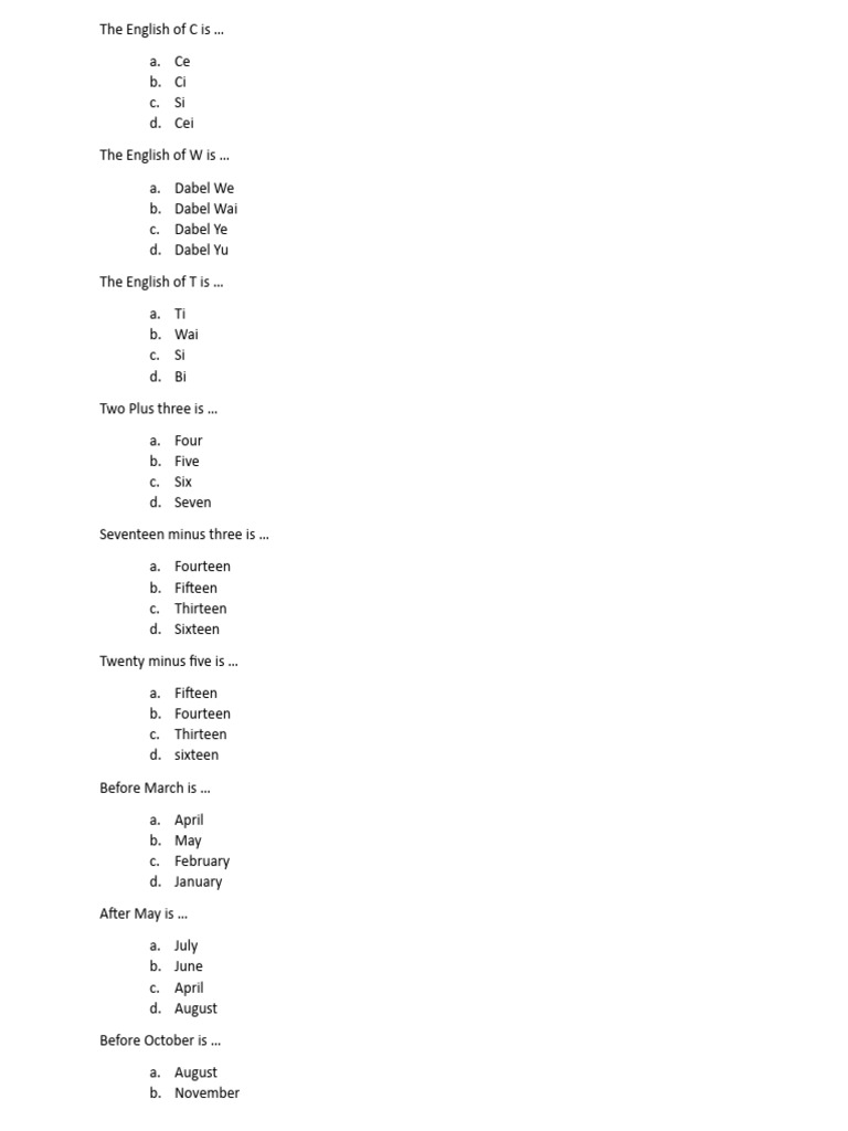 Basic English Quiz for Beginners | PDF