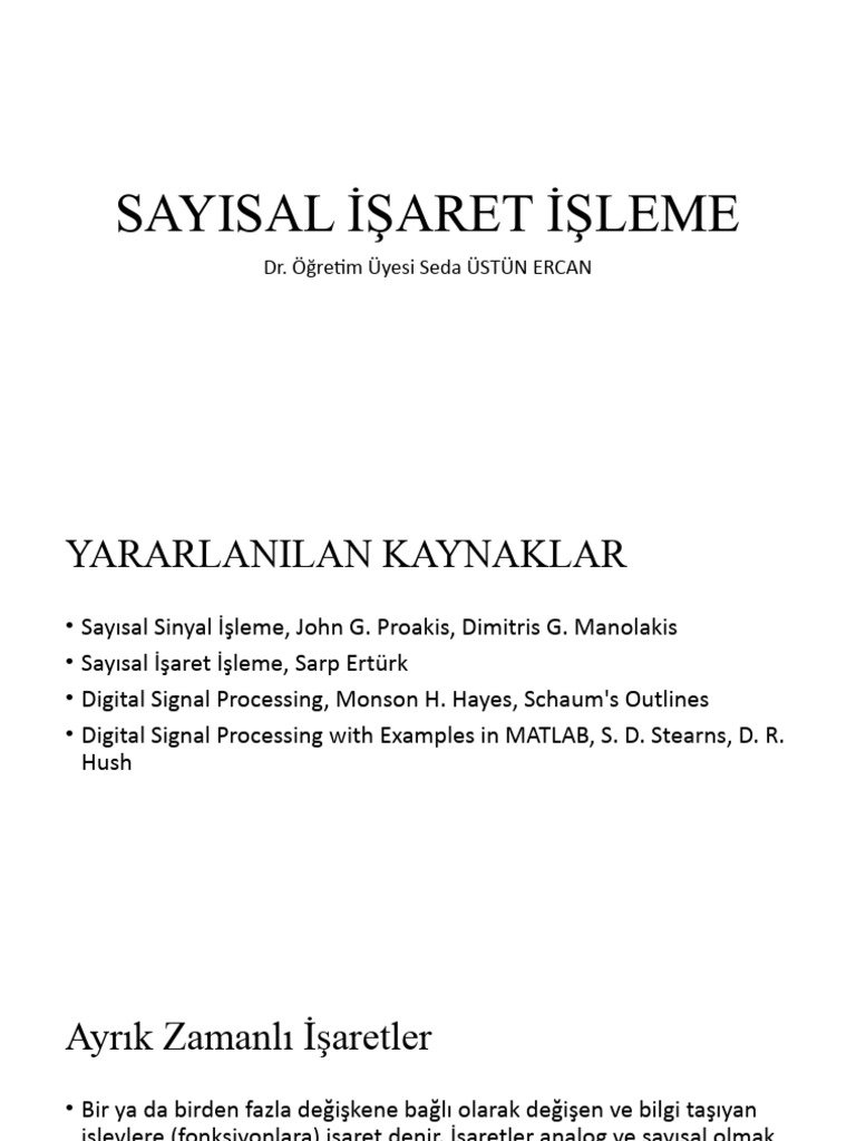 Sayisal İşaret İşleme - 1. Hafta | PDF