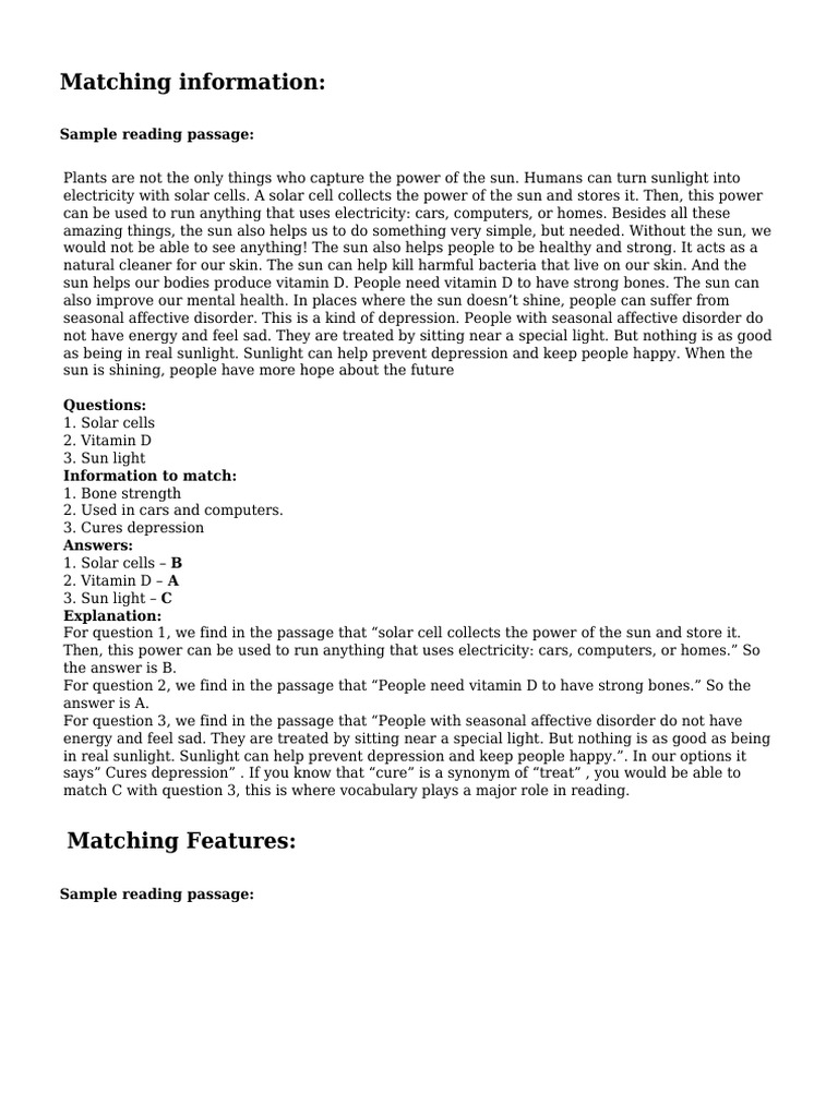 Matching Information | PDF