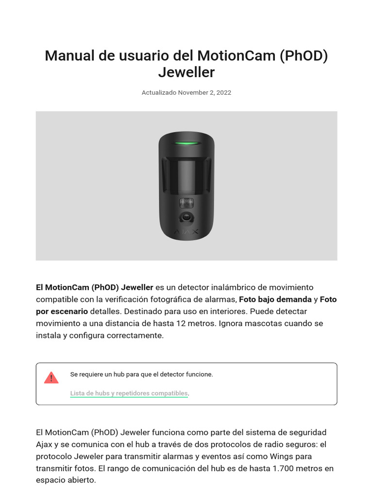 MotionCam - Manual Usuario | PDF | Vídeo a la carta | Sensor