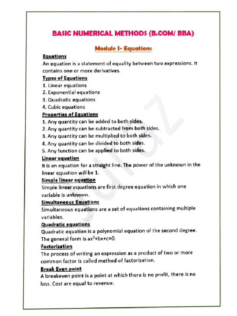 BNM - Theory Brief Notes | PDF