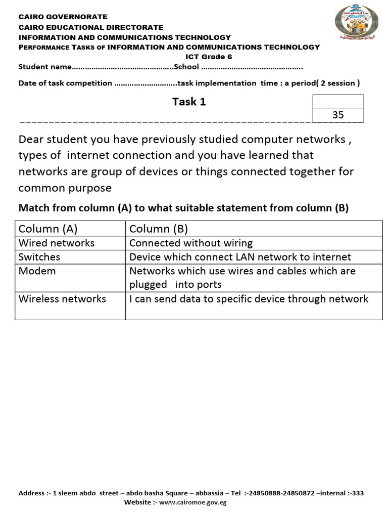 G6 Ict Performance Tasks 2024 | PDF | Information And Communications Technology | Computer Network
