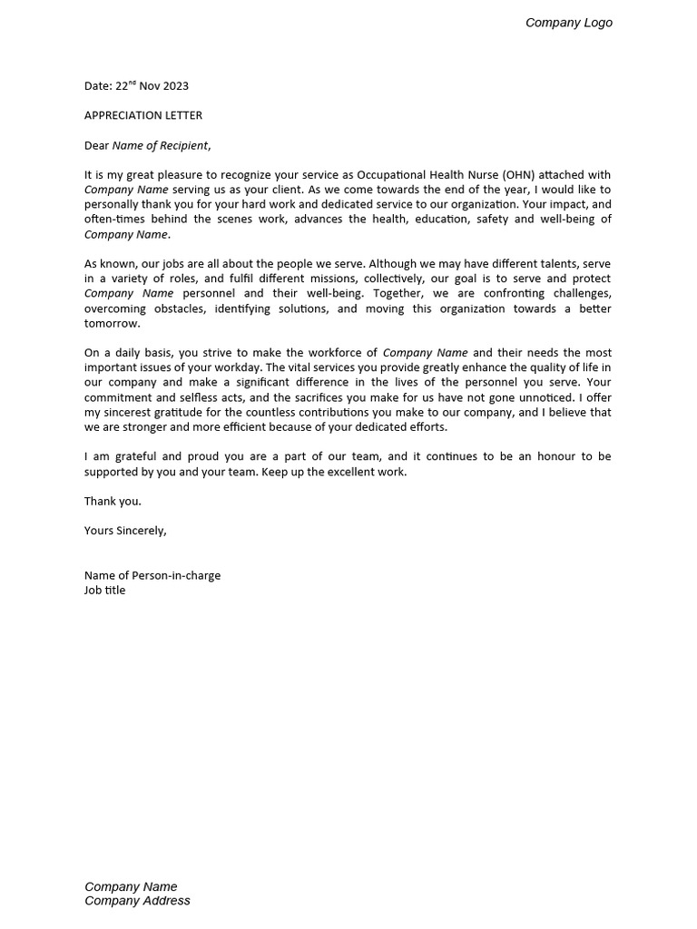 Recognition Letter - Example 2 | PDF