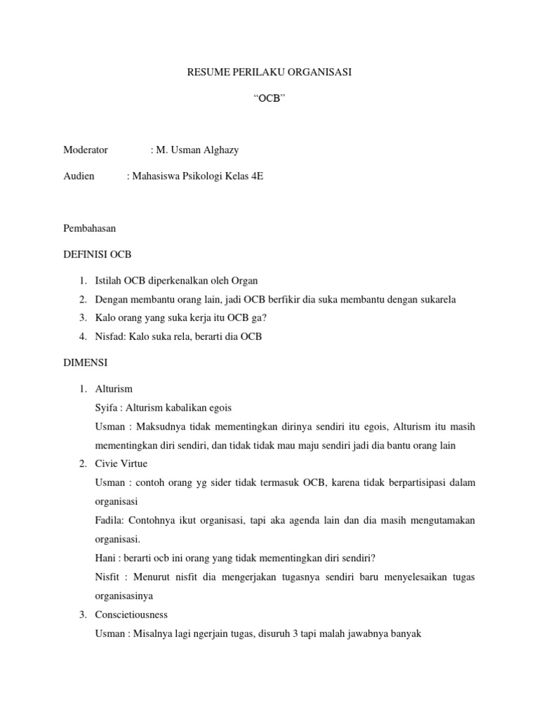 Resume Perilaku Organisasi | PDF