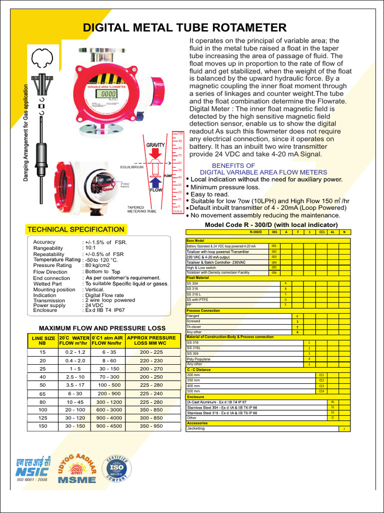 Digital_Variable_Area_Flowmeter | PDF | Flow Measurement | Physical Sciences