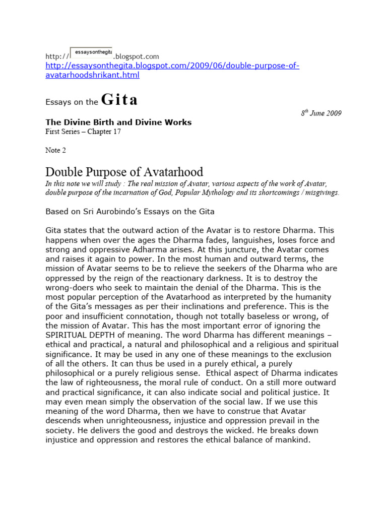 Divine Birth and Divine Works - CH 17 - Note 2 | PDF | Dharma | Bhagavad Gita