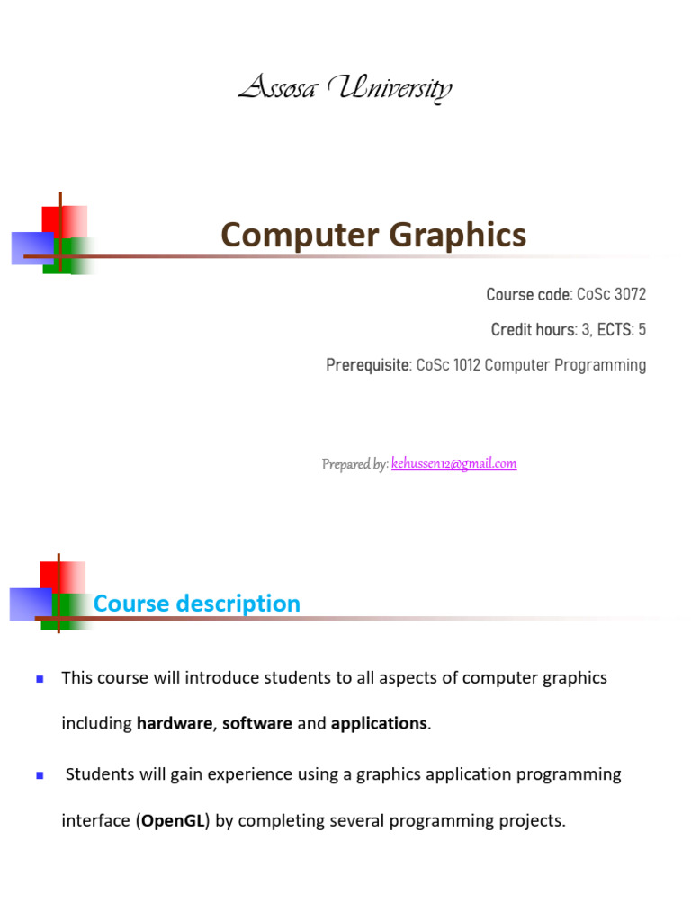 CG - Ch1 | PDF | 3 D Computer Graphics | Computer Graphics
