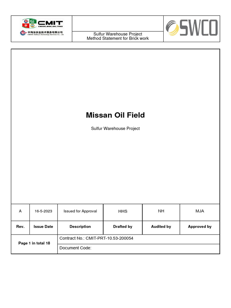MSS For Bricking Work | PDF | Brick | Specification (Technical Standard)