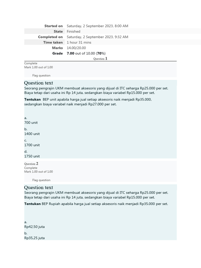 Latihan Soal MK YOLANDA | PDF