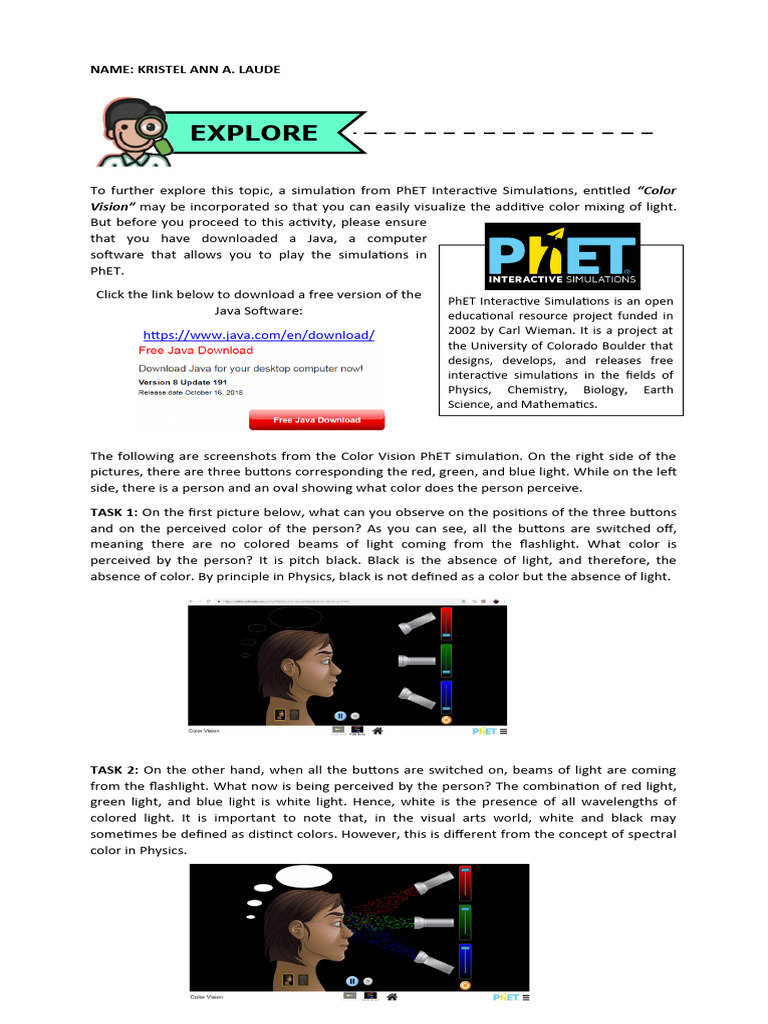 EXPLORE Color Vision | PDF | Science & Mathematics