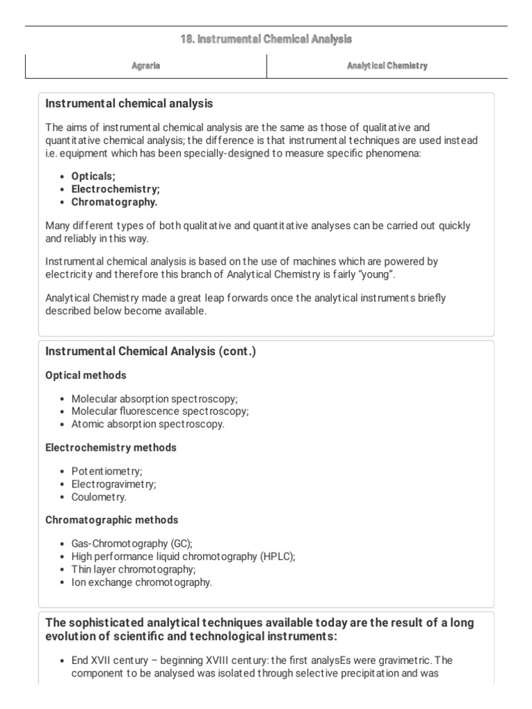 Overview of Instrumental Chemical Analysis | PDF | Chromatography ...