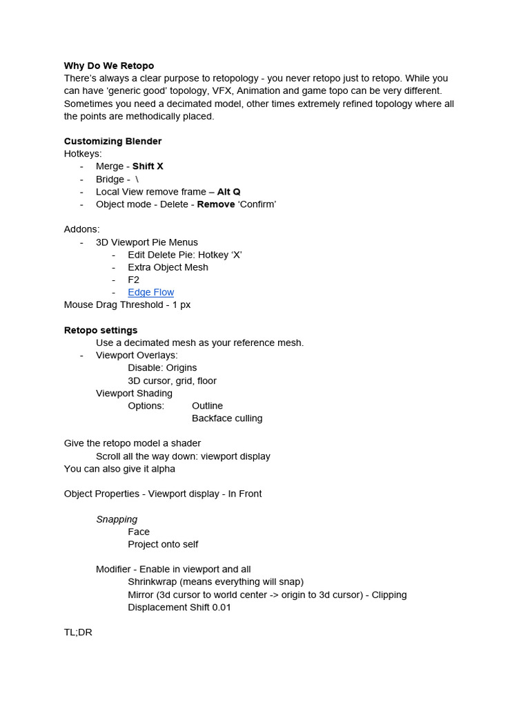 Retopo in Blender | PDF | Blender (Software) | 3 D Computer Graphics