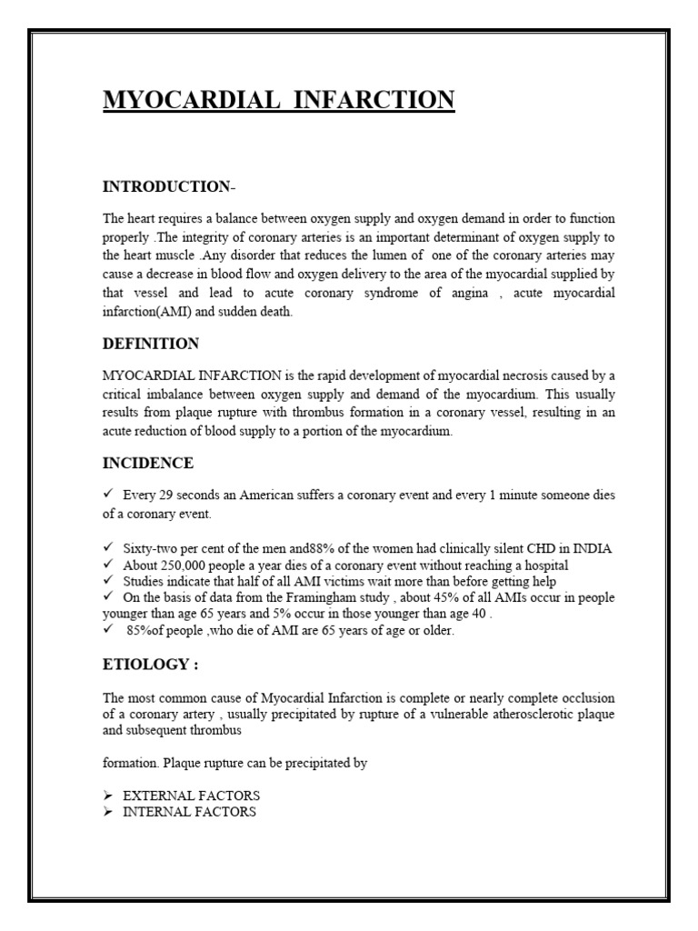 MYOCARDIAL INFARCTION - Docx 2 | PDF | Myocardial Infarction | Coronary ...