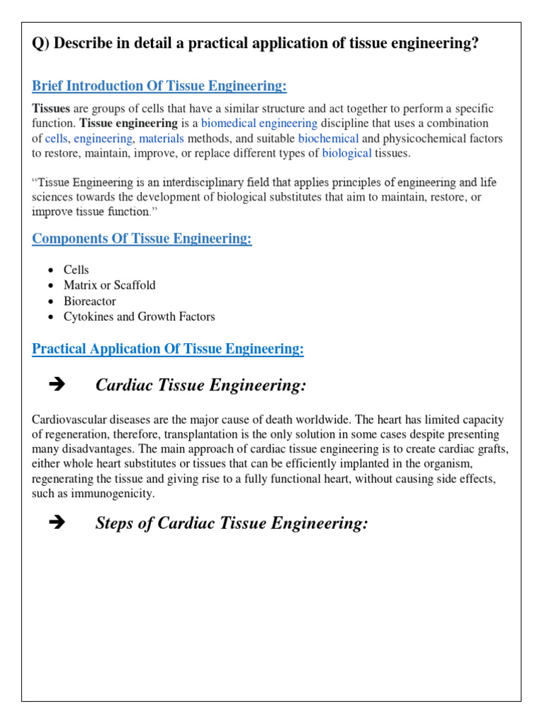 Application of Tissue Engineering | PDF | Tissue Engineering | Cardiac Muscle