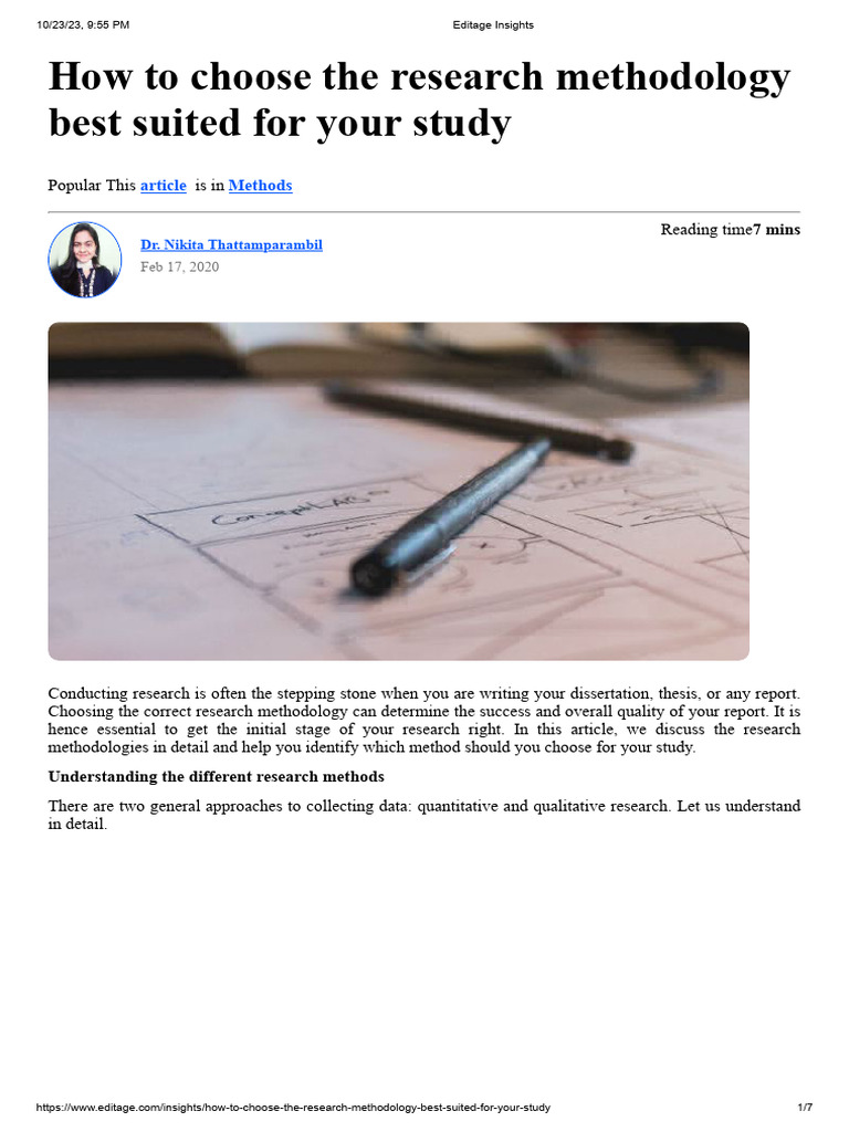 How To Choose The Research Methodology Best Suited For Your Study ...