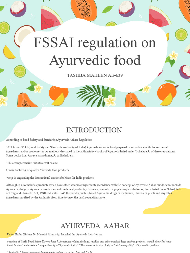 Fssai Ayurvedic Aahar | PDF | Ayurveda | Food Safety
