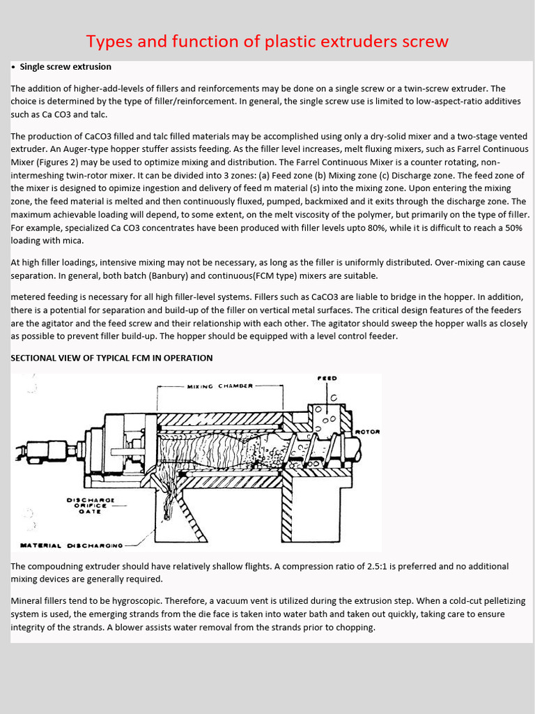 Types and Functions of Extruder Screws | PDF | Extrusion | Fibers