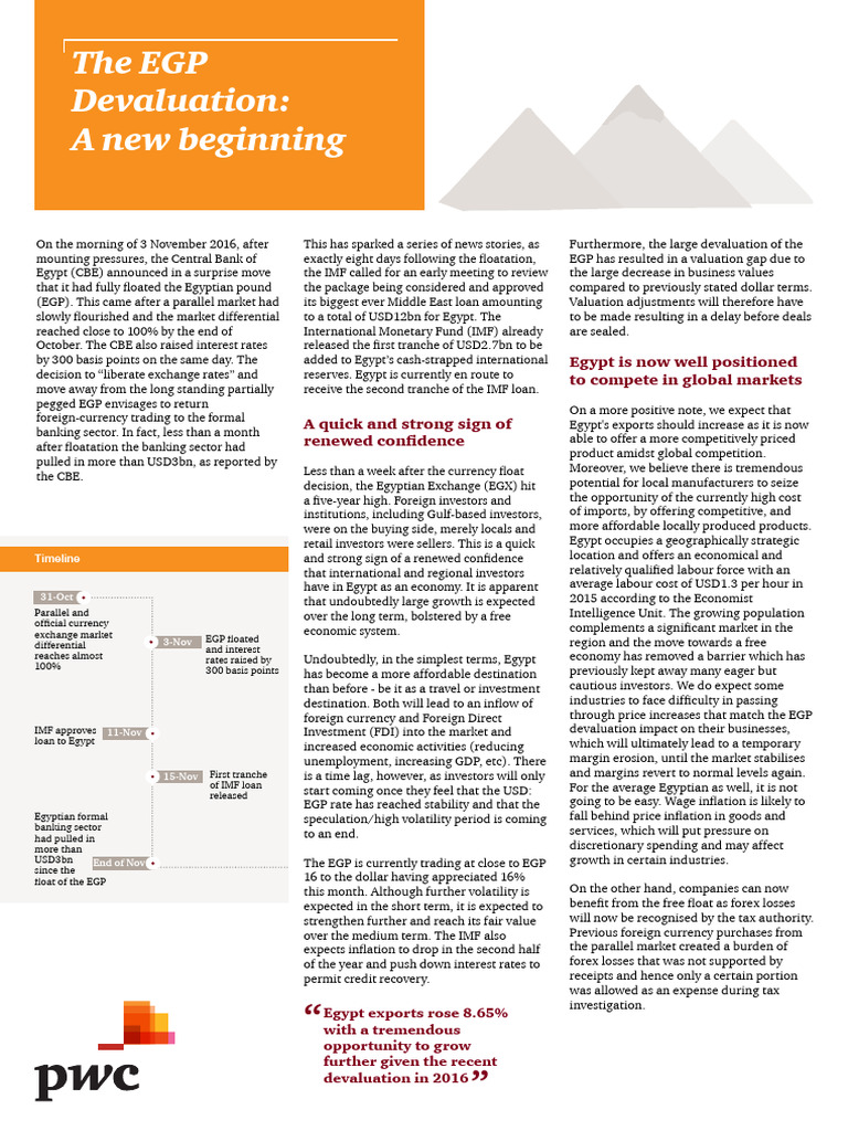 The Egp Devaluation A New Beginning | PDF | Inflation | Devaluation