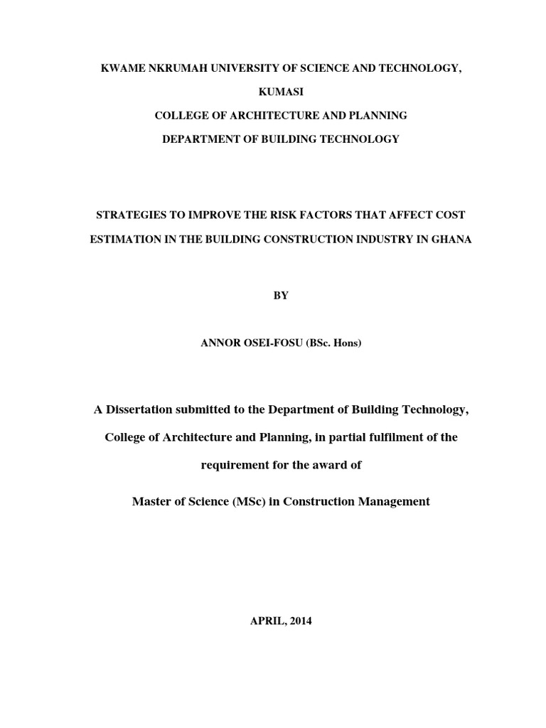 Strategies To Improve The Risk Factors That Affect Cost Estimation In