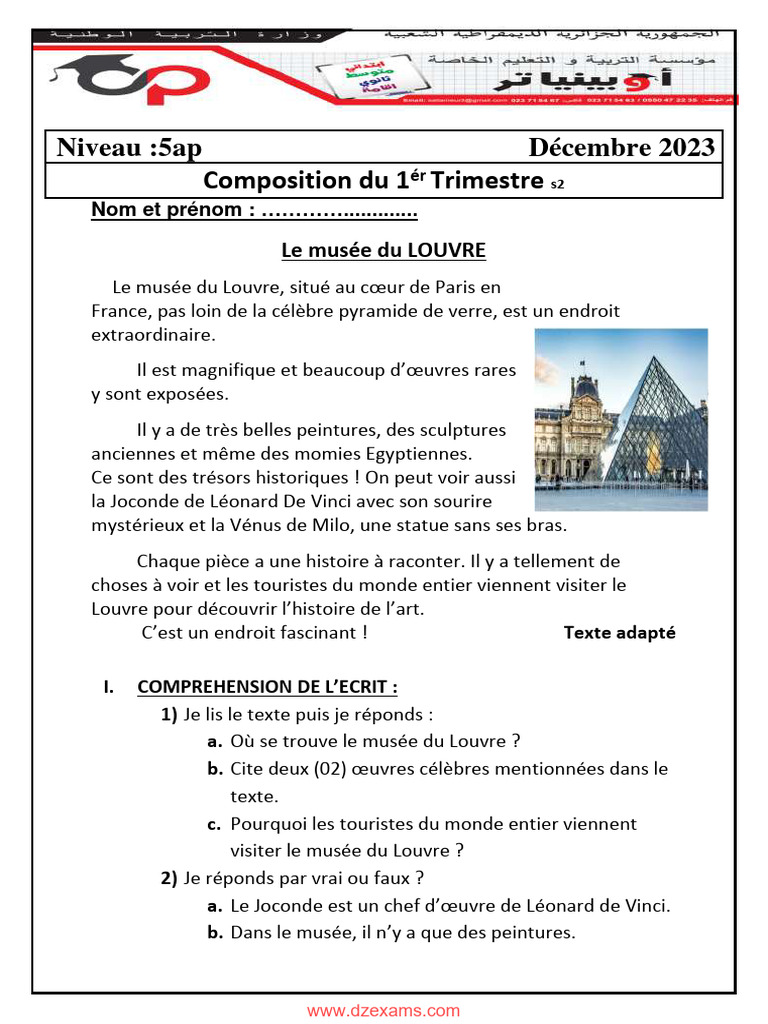 Visite au Musée du Louvre 5AP | PDF