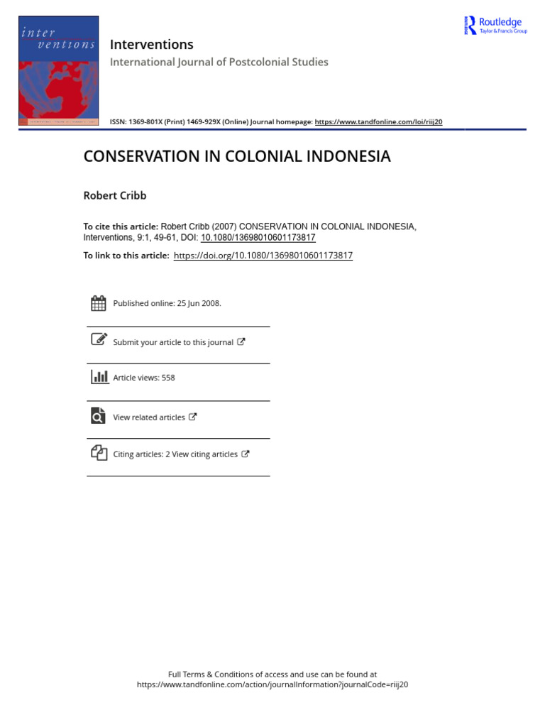 Conservation in Colonial Indonesia - 2007 | PDF | Hunting | Indonesia