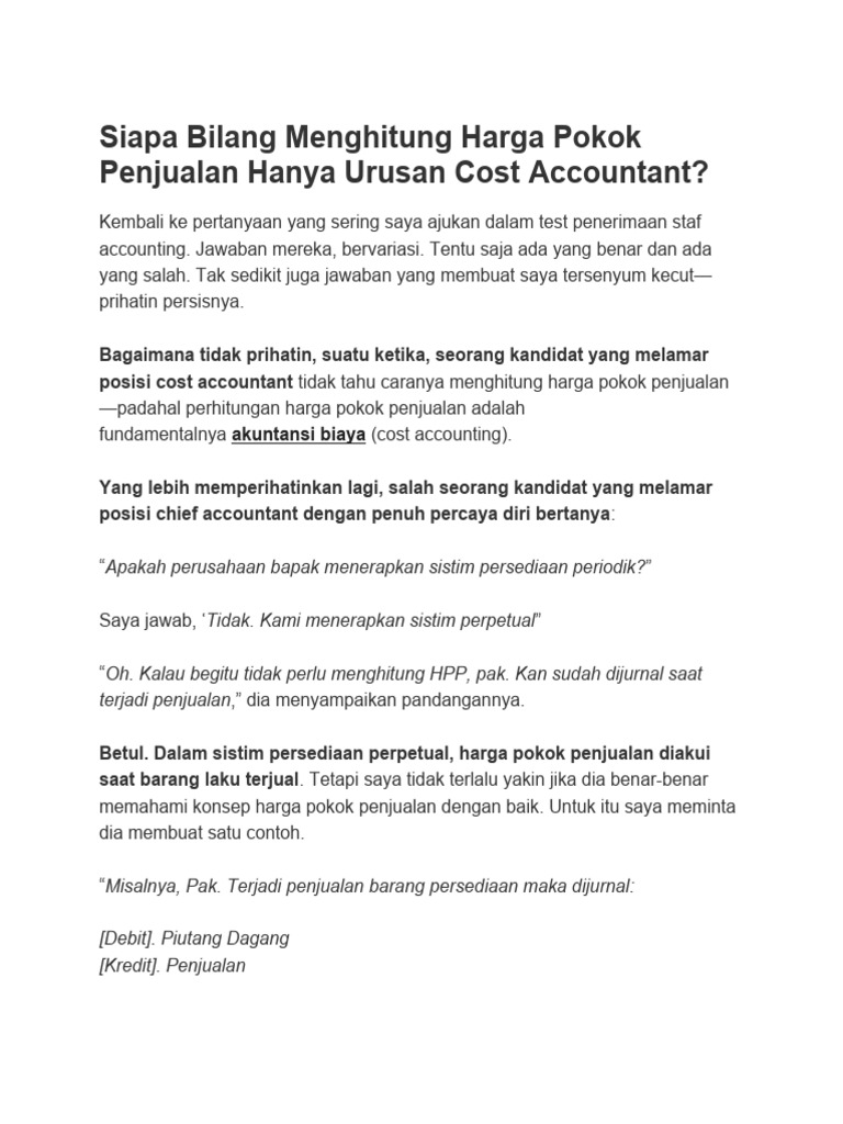 Pengertian & Menghitung HPP | PDF