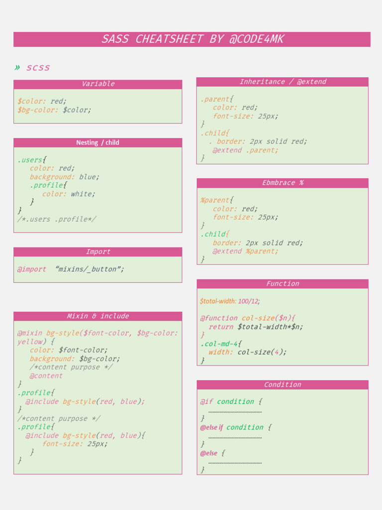 Sass Cheatsheet Latest Pdf Color Light 