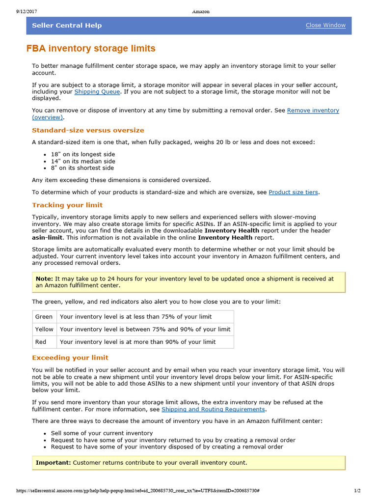 Inventory Storage Limits | Download Free PDF | Inventory | Computing