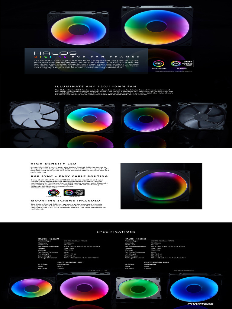 Phanteks Halos Digital RGB Fan Frames | PDF | Computer Hardware | Computing