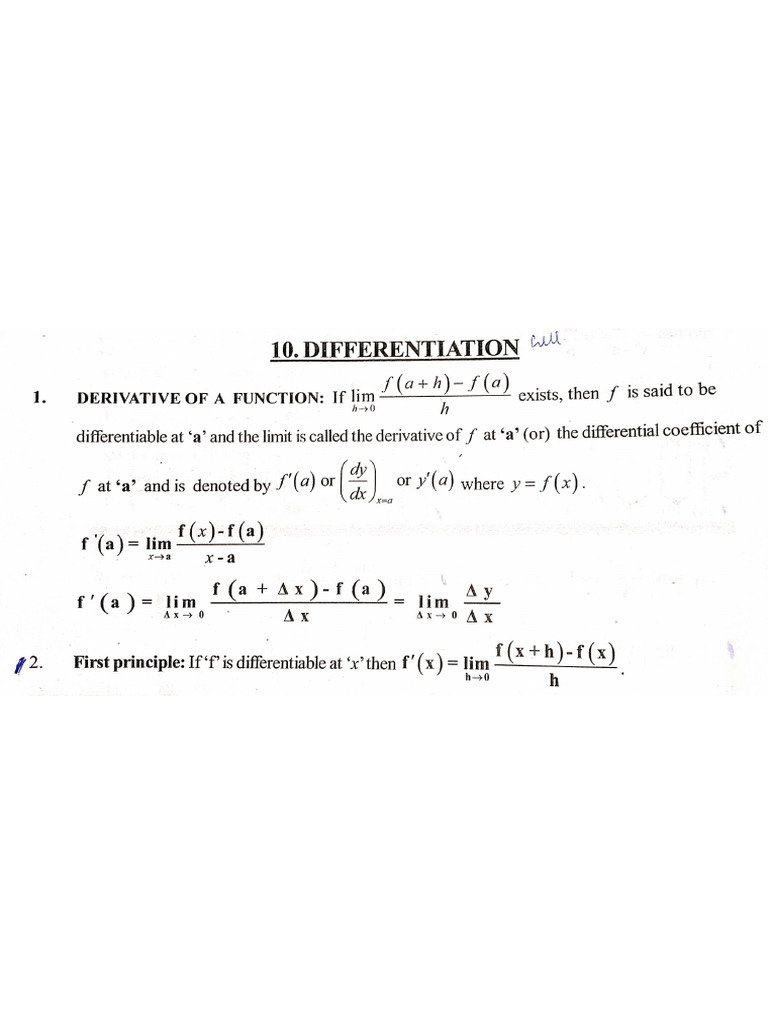 Maths differentiation formulas | PDF