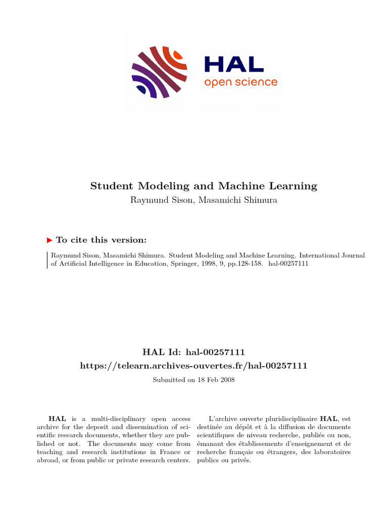 Student Modeling and Machine Learning | PDF | Machine Learning | Bayesian Network