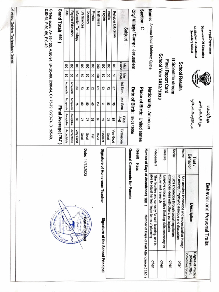 11th Grade Transelated School Transcript | PDF | Cognitive Science ...