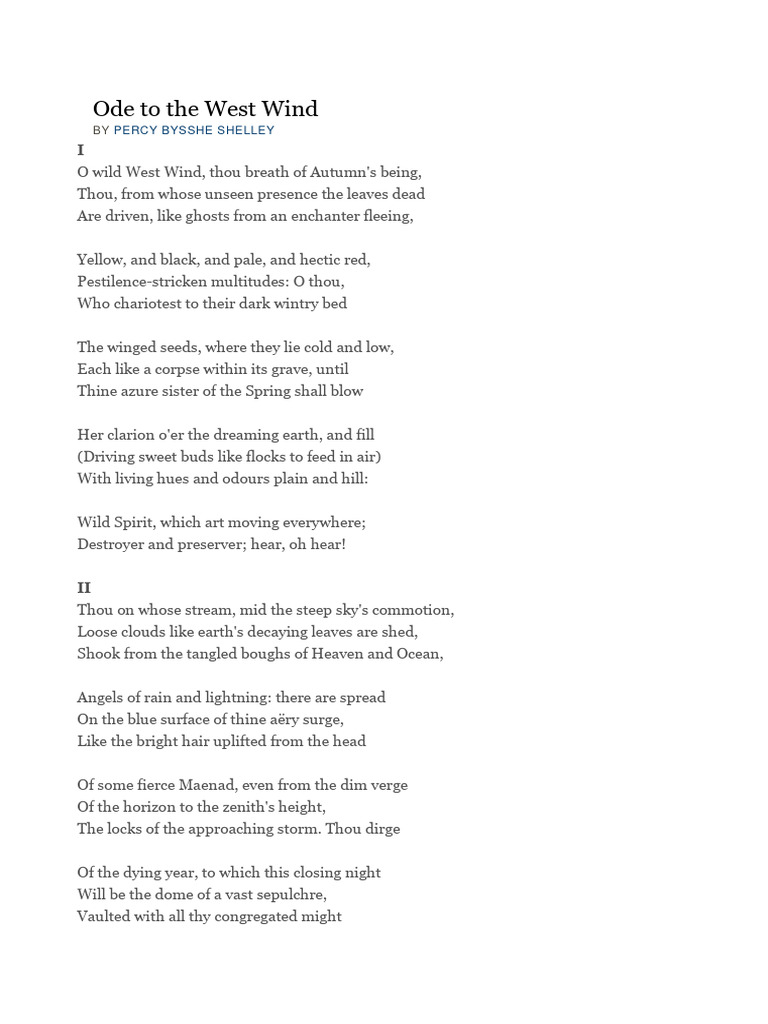 Study Materials On Ode To The West Wind | PDF